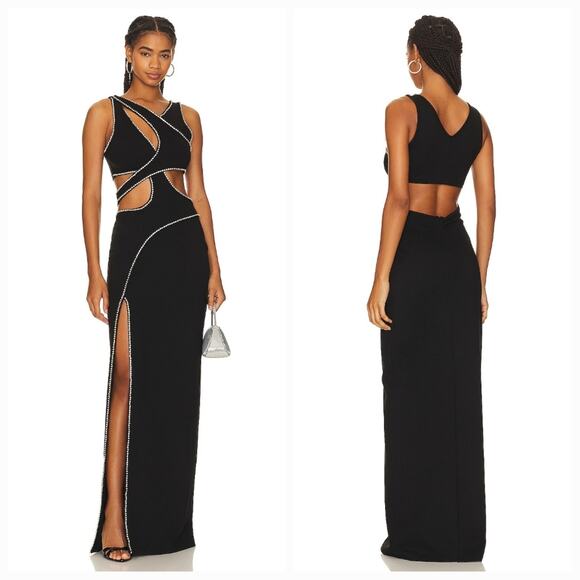 Yaura | Dresses | Yaura Zuwa Embellished Gown In Black | Poshmark